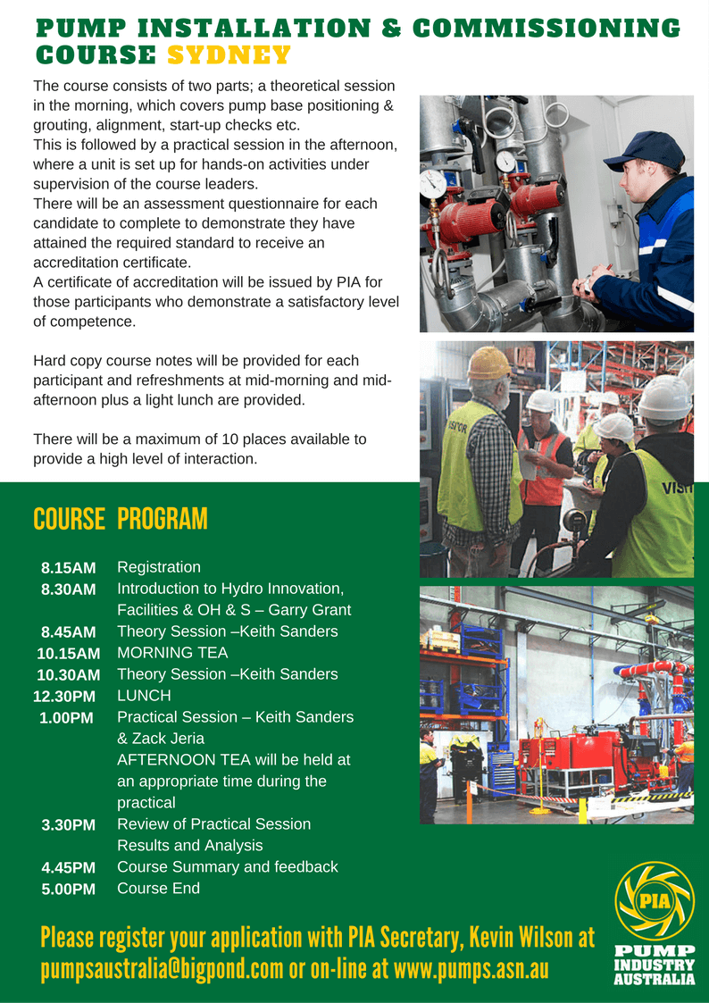 I&C Course Flyer – Australian Pump Industry Association